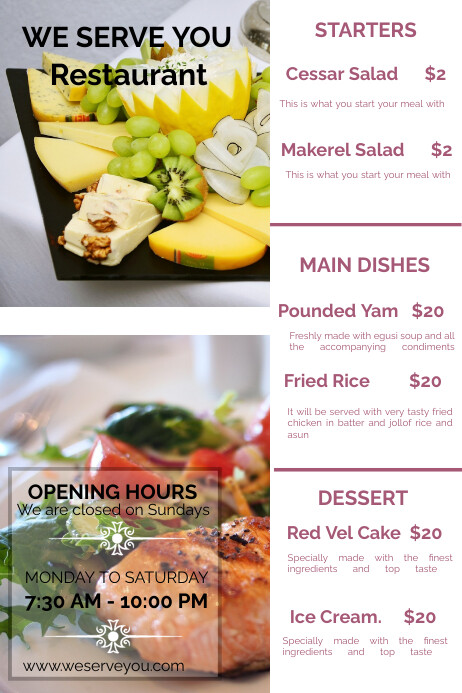 White List-based Food Poster Template | PosterMyWall