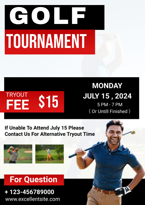 White List-based Golf Tournament A4 Template | PosterMyWall