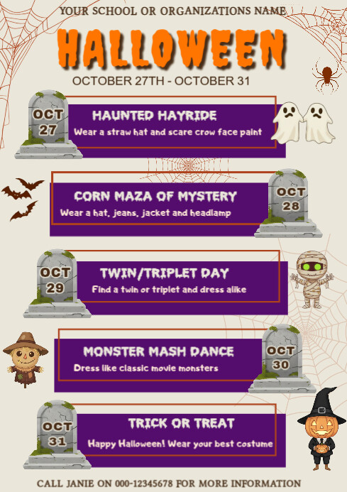 Copy of White List-based Halloween Spirit Week Flyer Template ...