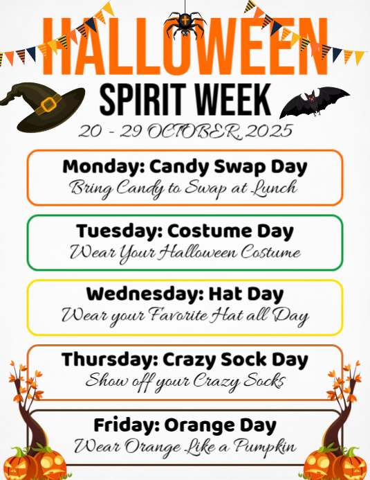 Modèle White List-based Halloween Spirit Week Flyer (us Letter ...