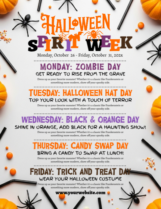 Modèle White List-based Halloween Spirit Week Flyer (us Letter ...
