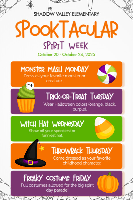 Copy of White List-based Halloween Spirit Week Poster | PosterMyWall
