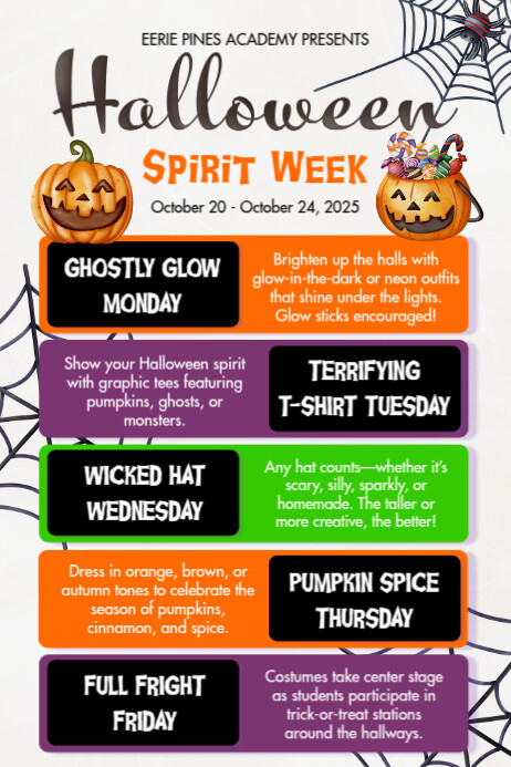 White List-based Halloween Spirit Week Poster Template | PosterMyWall