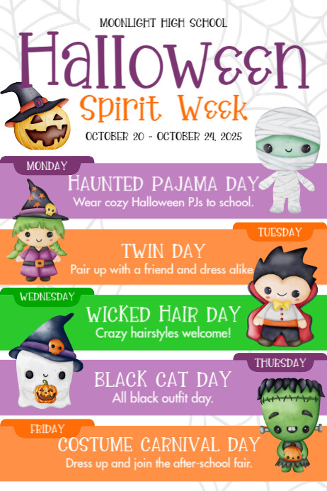 White List-based Halloween Spirit Week Poster Template | PosterMyWall