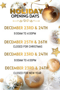 Holiday opening days Template | PosterMyWall