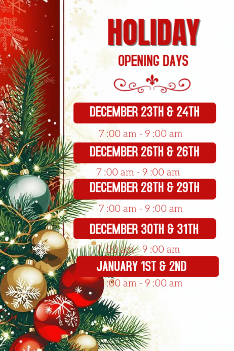 White List-based Holiday Opening Hours Poster Poster Template ...