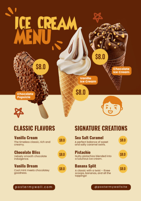 Copy of White List-based Ice Cream Menu A4 | PosterMyWall