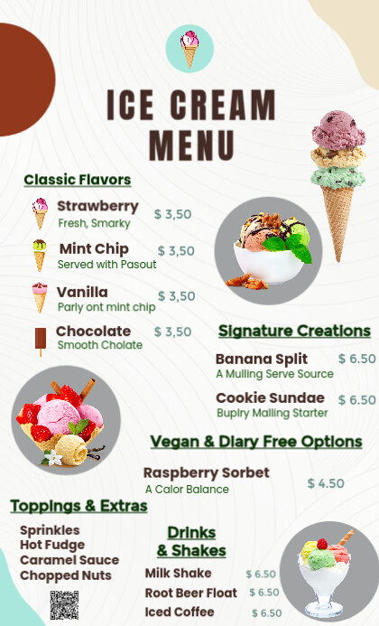 Copy of White List-based Ice Cream Menu Template Us Legal | PosterMyWall
