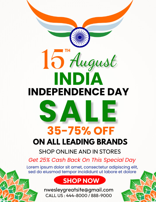 Modèle White List-based India Independence Day Flyer | PosterMyWall