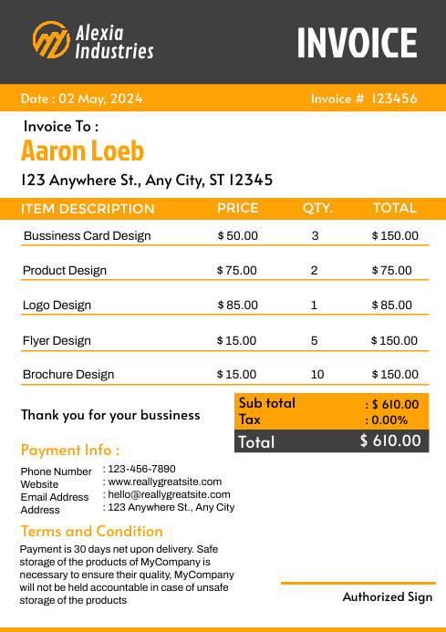 White List-based Invoice A4 Template | PosterMyWall