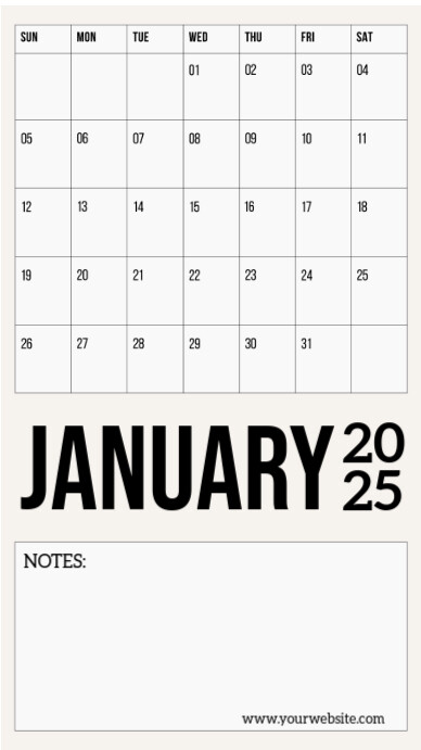 White List-based January 2025 Calendar Instagram Story Template ...