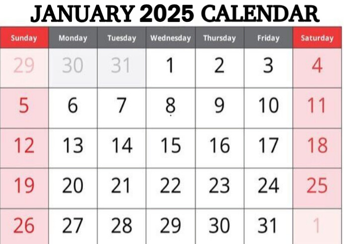 Copy of White List-based January 2025 Calendar Postcard | PosterMyWall