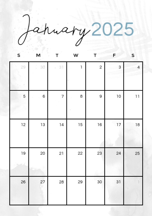 White List-based January 2025 Calendar Winter Flyer (us Letter ...