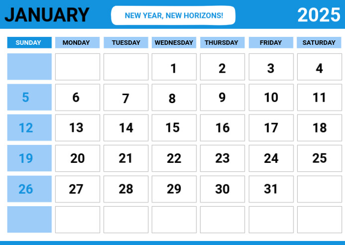 Copy of White List-based January Calendar 2025 Postcard | PosterMyWall