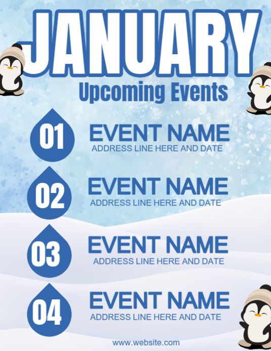 White List-based January Upcoming Events Flyer (us Letter) Template ...