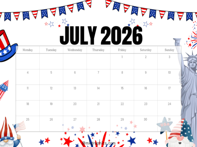 July 2026 Calendar Presentation Template | PosterMyWall