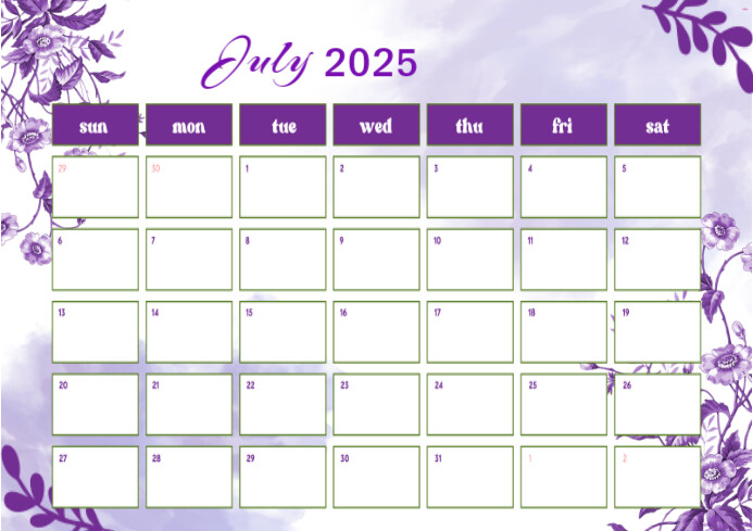White List-based July Calendar A4 Template | PosterMyWall