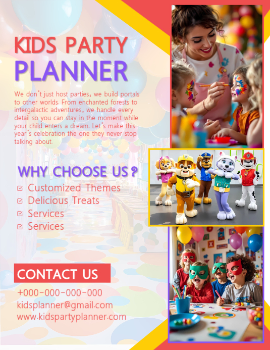 White List-based Kid Party Planner Design Template Flyer (us Letter ...