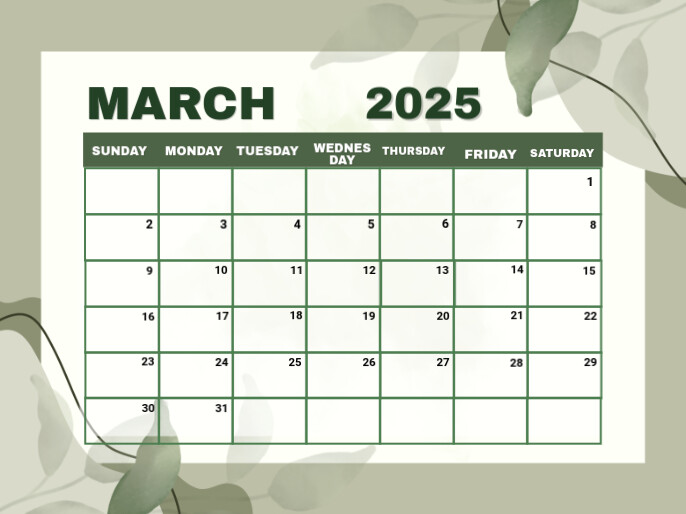 Copy of White List-based March Calendar Presentation | PosterMyWall