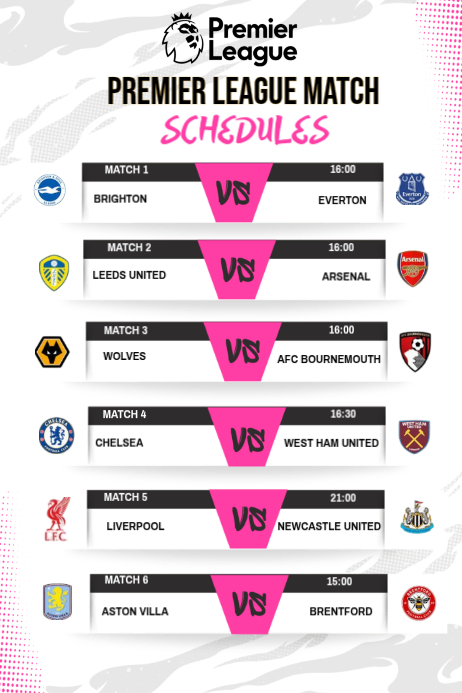 White List-based Match Schedule Poster Template | PosterMyWall