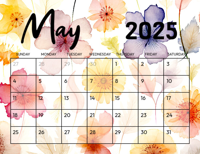 White List-based May 2025 Calendar Spring Flyer (us Letter) Template ...