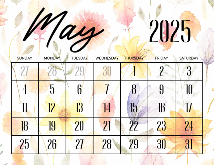White List-based May 2025 Calendar Spring Flyer (us Letter) Template ...