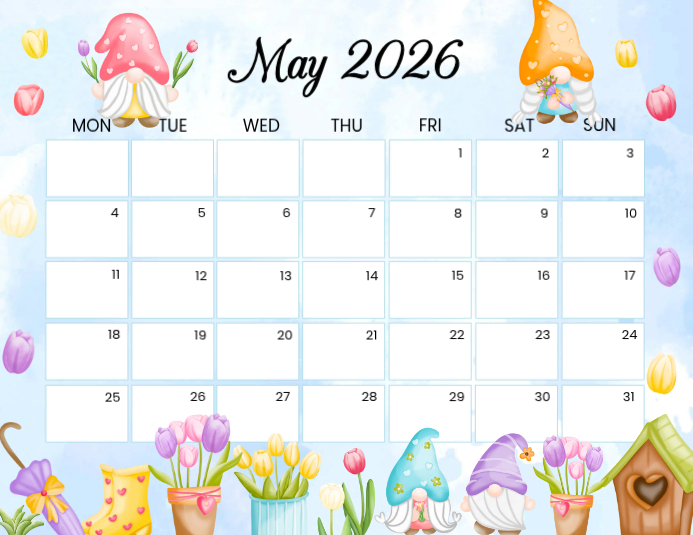 White List-based May 2026 Calendar Flyer (us Letter) Template ...