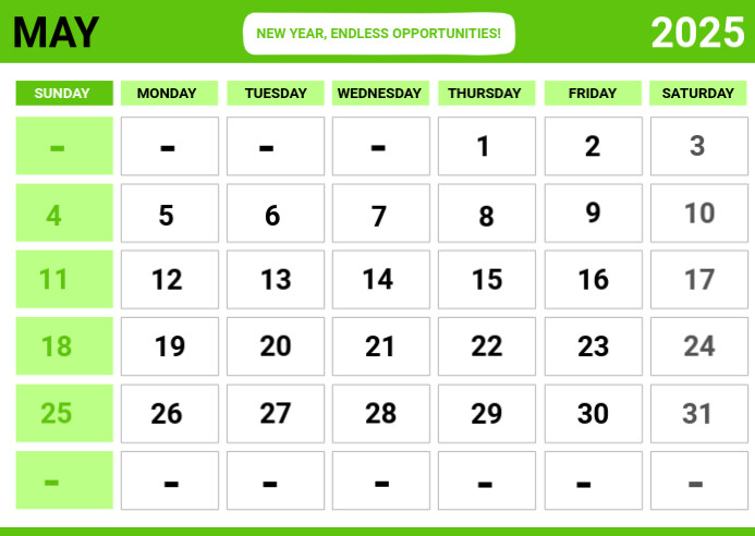 Copy of White List-based May Calendar 2025 Postcard | PosterMyWall