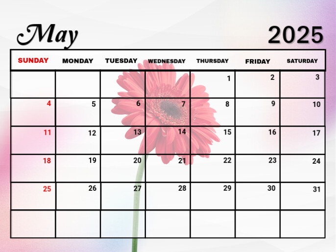 White List-based May Calendar Presentation เทมเพลต | PosterMyWall