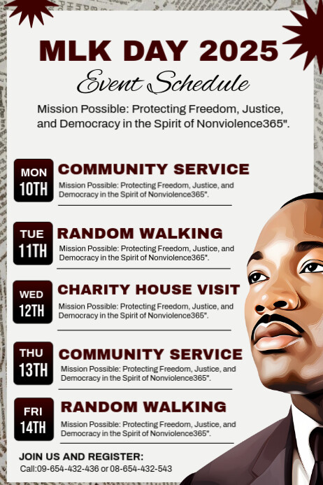 White List-based Mlk 2025 Schedule Template Design Poster | PosterMyWall