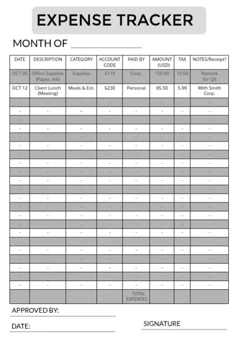 White List-based Monthly Expense Sheet A4 Template | PosterMyWall