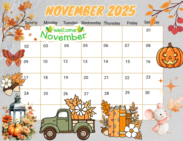 White List-based November Calendar Fall Flyer (us Letter) Template ...