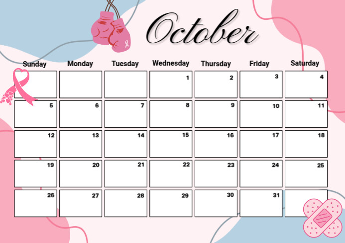 White List-based October Calendar A4 Template | PosterMyWall