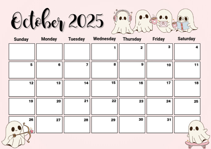 White List-based October Calendar A4 Template | PosterMyWall