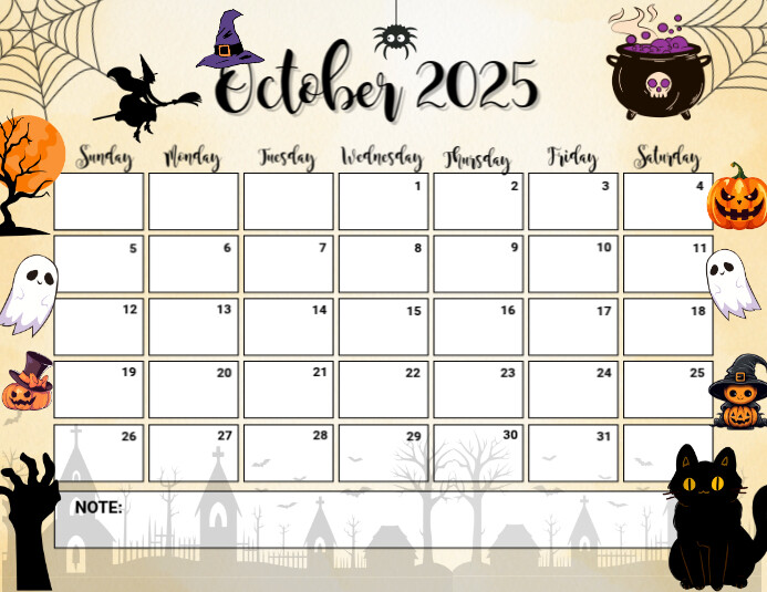 White List-based October Calendar Flyer (us Letter) Template | PosterMyWall