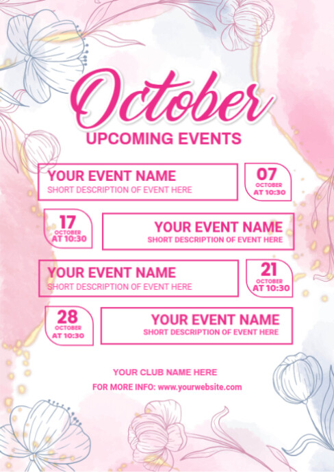 White List-based October Upcoming Events A6 Template | PosterMyWall