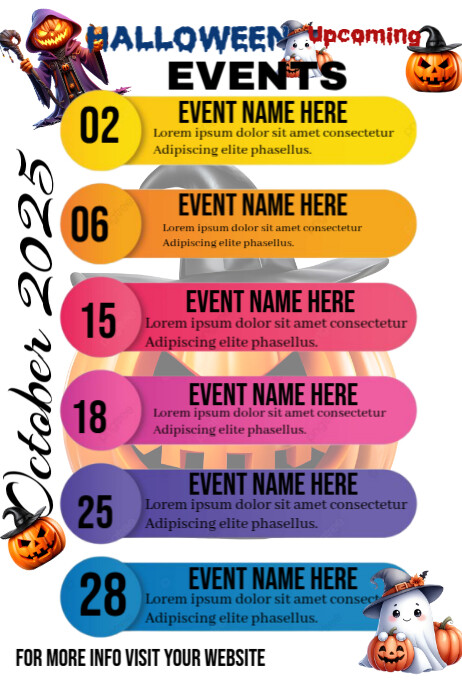 White List-based October Upcoming Events Poster Template | PosterMyWall