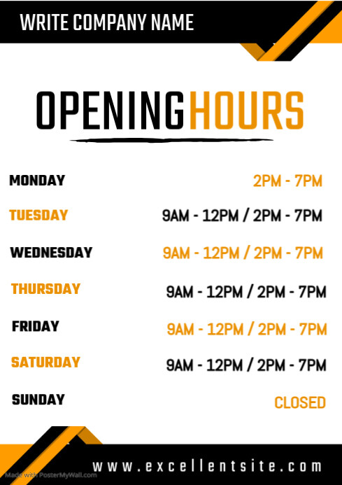 Copy of White List-based Opening Hour A4 | PosterMyWall