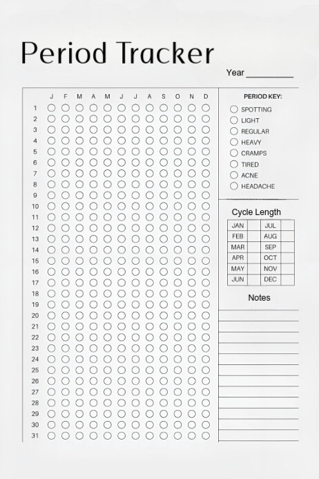 White List-based Period Tracker Poster Template | PosterMyWall