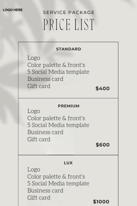 White List-based Price List Poster Template | PosterMyWall