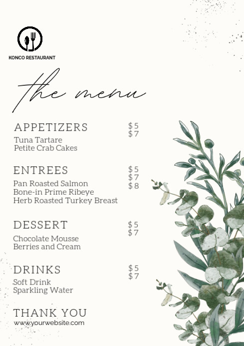 Copy of White List-based Restaurant Menu List A2 | PosterMyWall