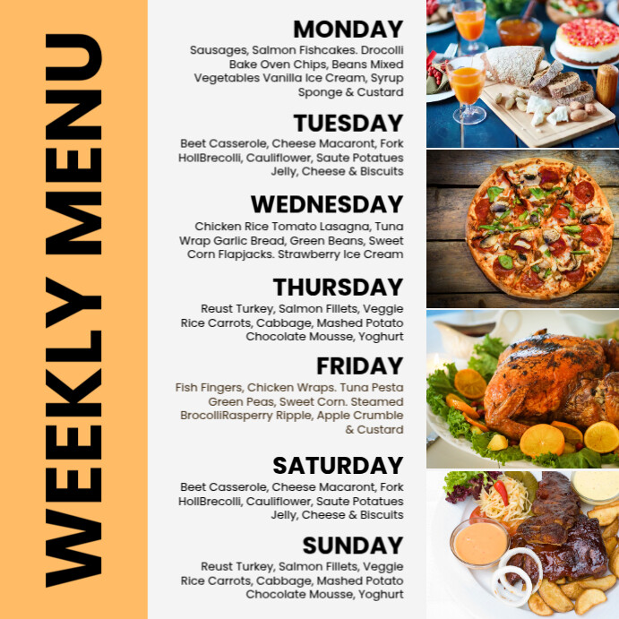 Copy of White List-based Restaurant Weekly Food Menu Card Instagram ...