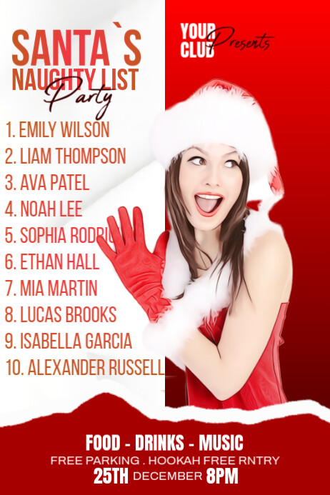 Copy of White List-based Santa's Naughty List Party Poster | PosterMyWall