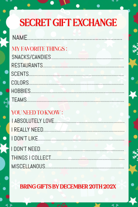 White List-based Secret Santa Exchange List Design Template Poster ...
