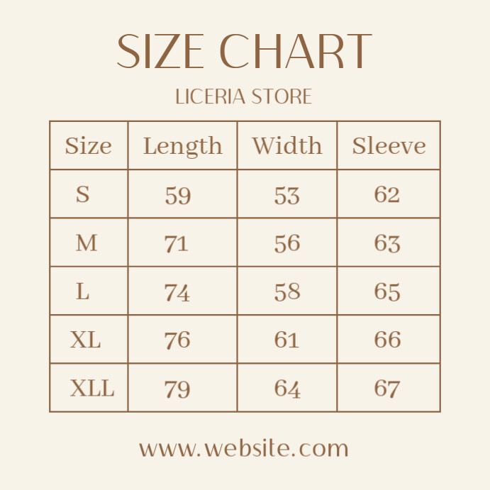 Copy of White List-based Size Chart Instagram Post | PosterMyWall