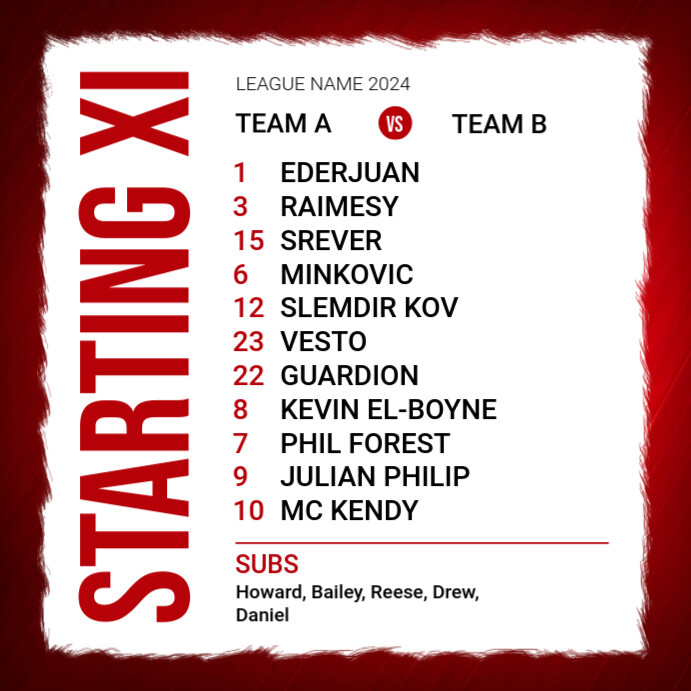 White List-based Starting Line Up Instagram Post Template | PosterMyWall
