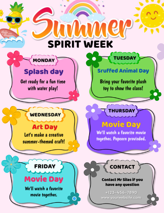 White List-based Summer Spirit Week Flyer (us Letter) Template ...