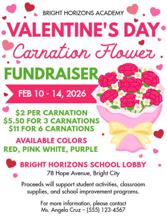 Plantilla de White List-based Valentine's Day Carnation Fundraiser ...