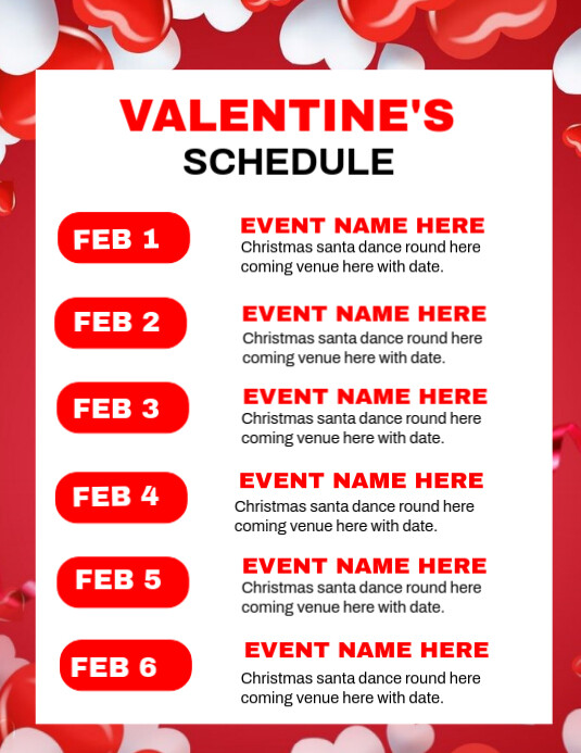 Copy of White List-based Valentine's Day Schedule Template Design Flyer ...