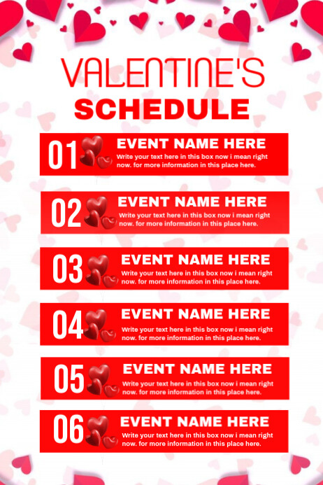 White List-based Valentine's Day Schedule Template Design Poster ...